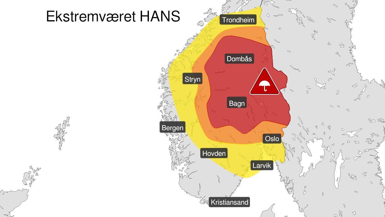 Ekstremværet Hans er på vei gjennom Sverige Ekstremværet Hans er på vei gjennom Sverige