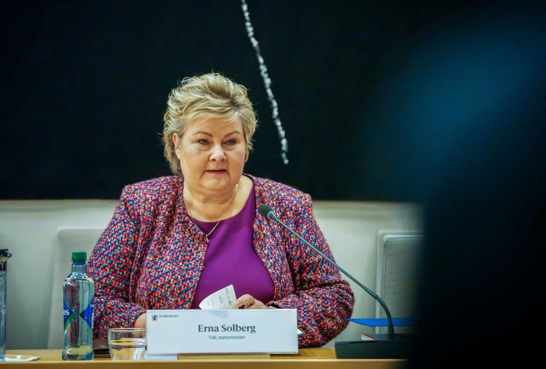 Erna Solberg ble grillet av kontrollkomiteen på Stortinget Erna Solberg ble grillet av kontrollkomiteen på Stortinget