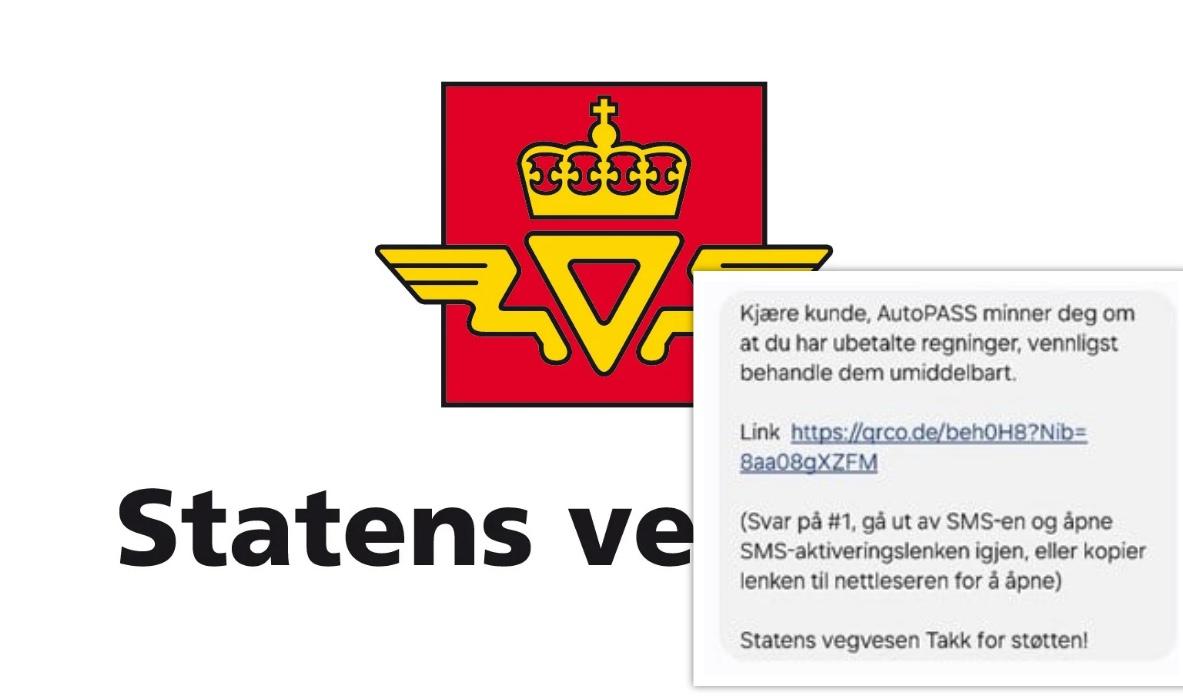 Statens vegvesen advarer mot pågående svindelforsøk: – Ikke åpne linken Statens vegvesen advarer mot pågående svindelforsøk: – Ikke åpne linken